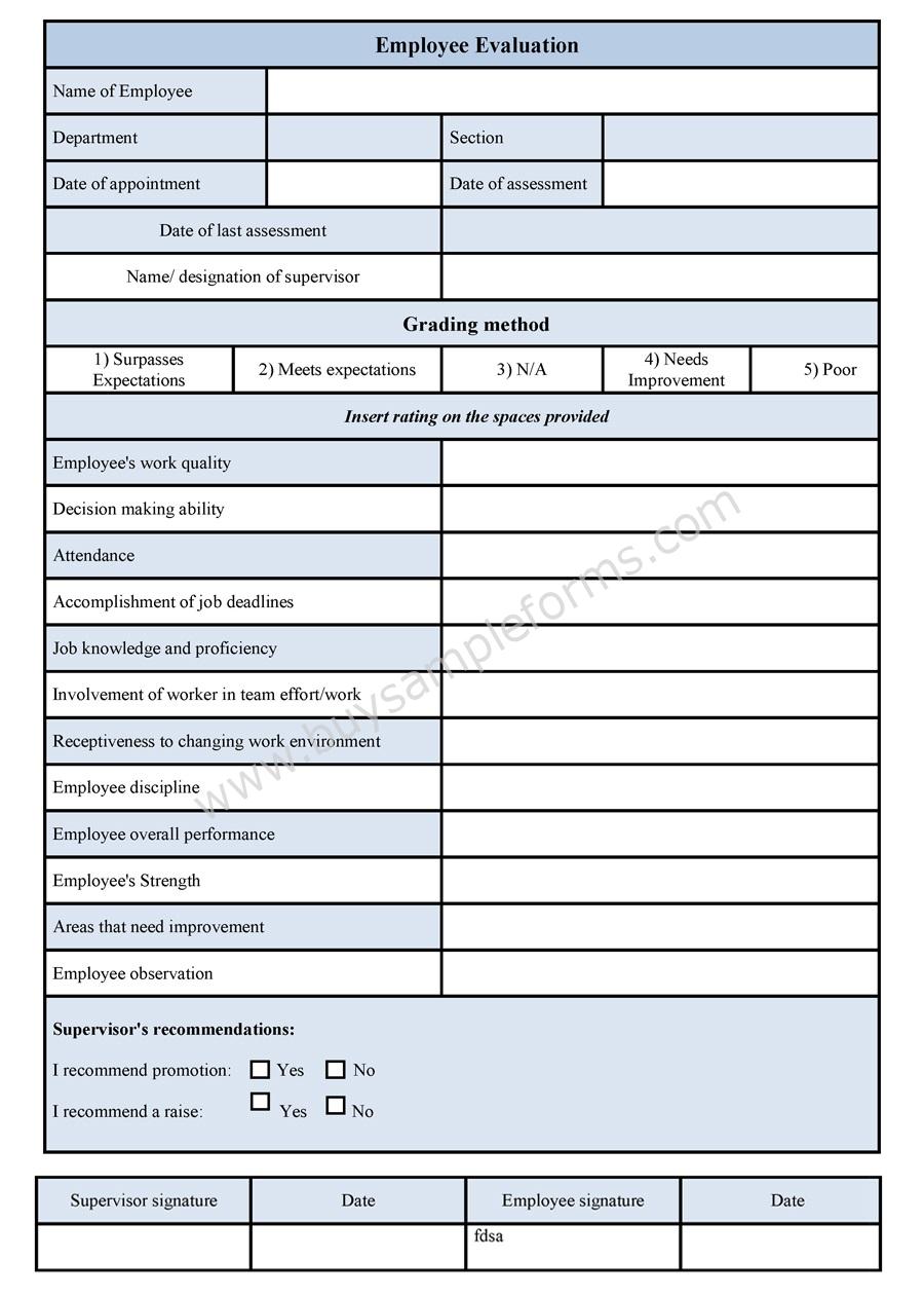 Employee Evaluation Template | Employee Evaluation Form Employee Evaluation Template | Employee Evaluation Form