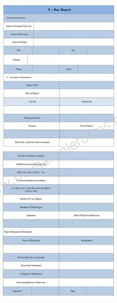 X-Ray Report Form - Sample Forms
