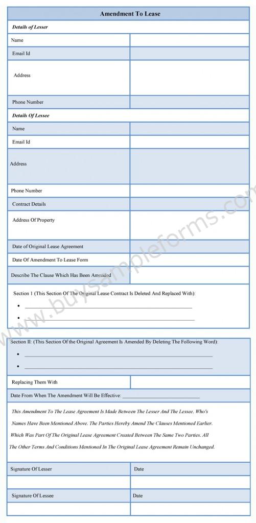 Lease Amendment Form