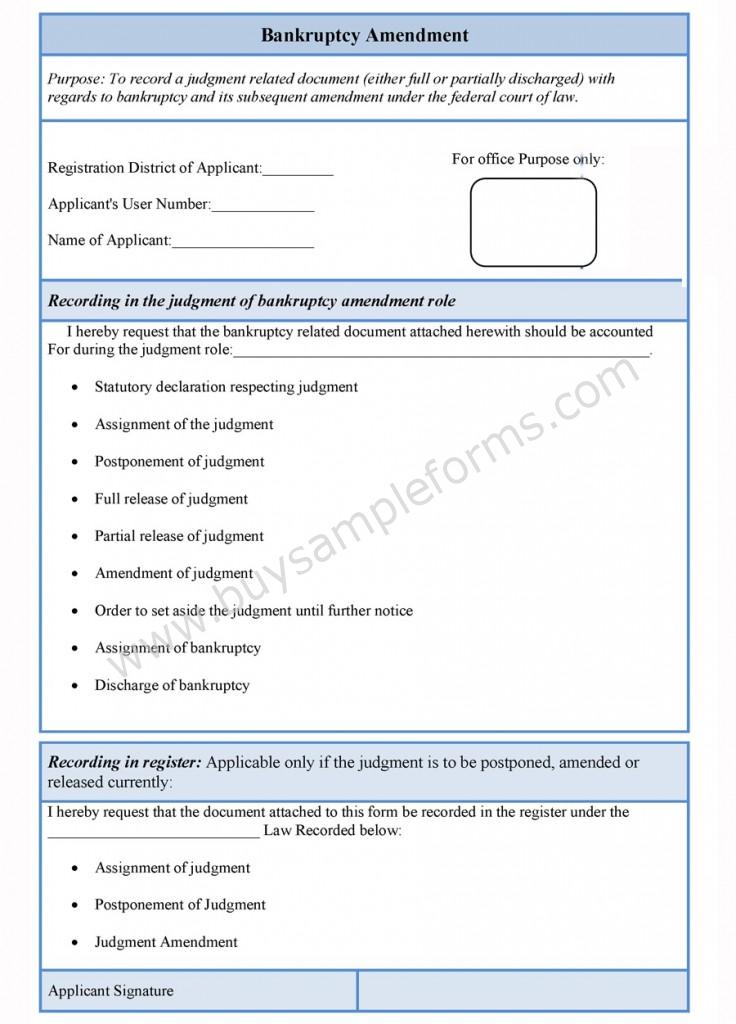 Bankruptcy Amendment Form