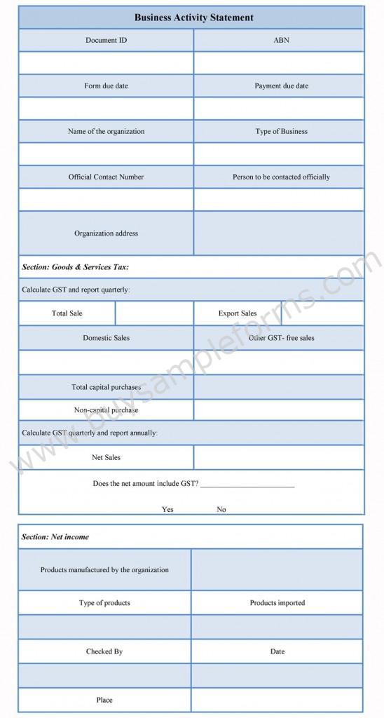 Business Activity Statements Form