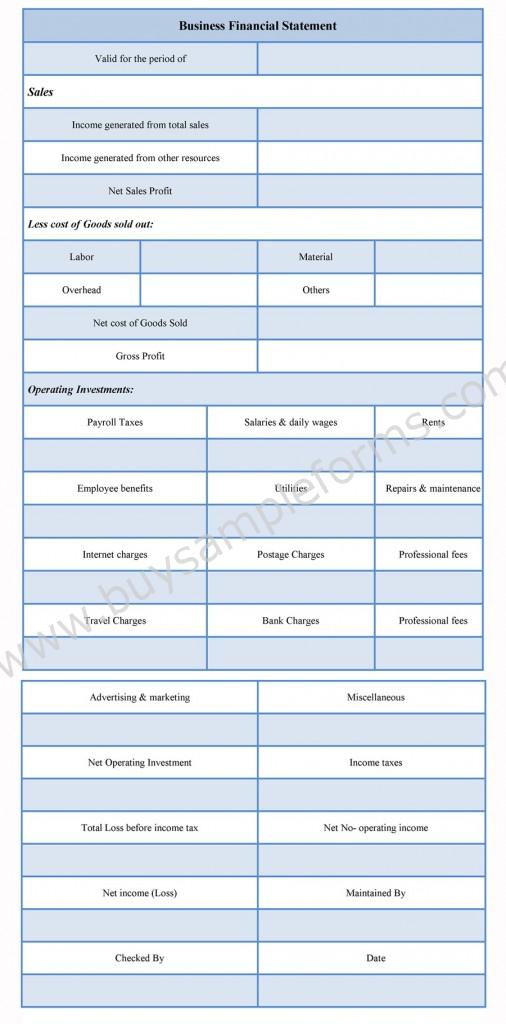 Business Financial Statement Form | Sample Forms