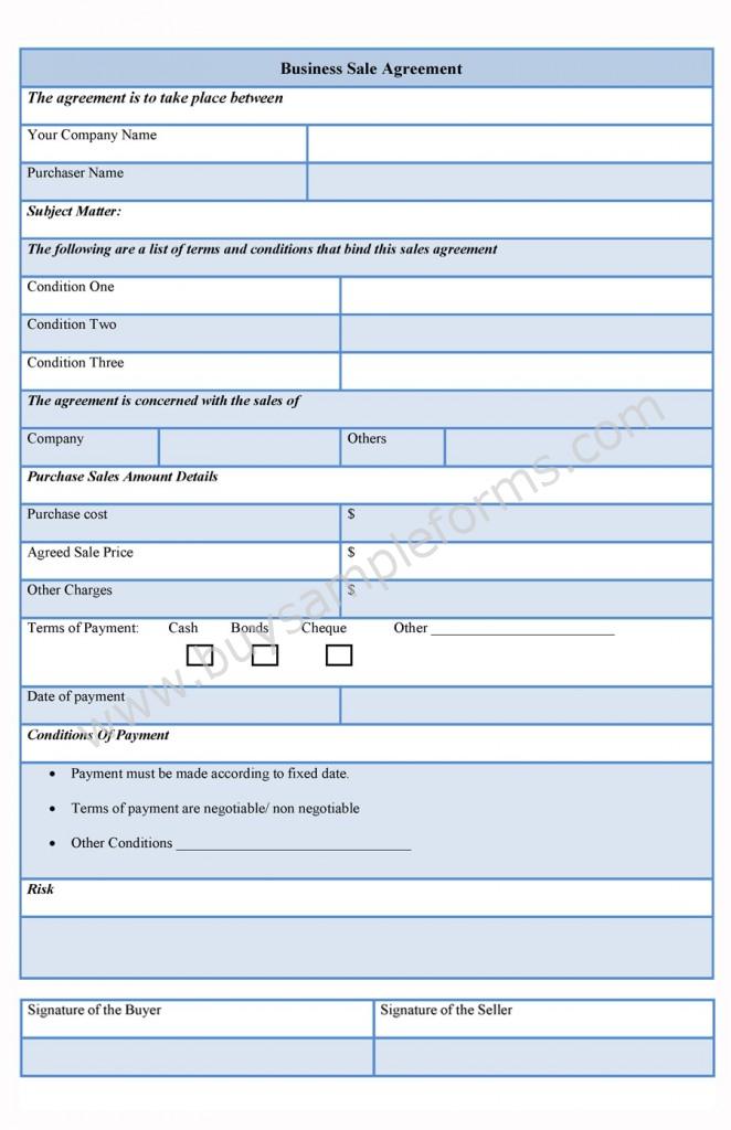 Business Sale Agreement Form