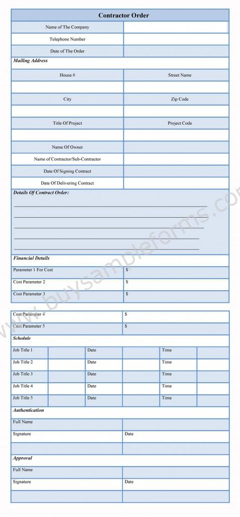 Contractor Forms Archives - Sample Forms