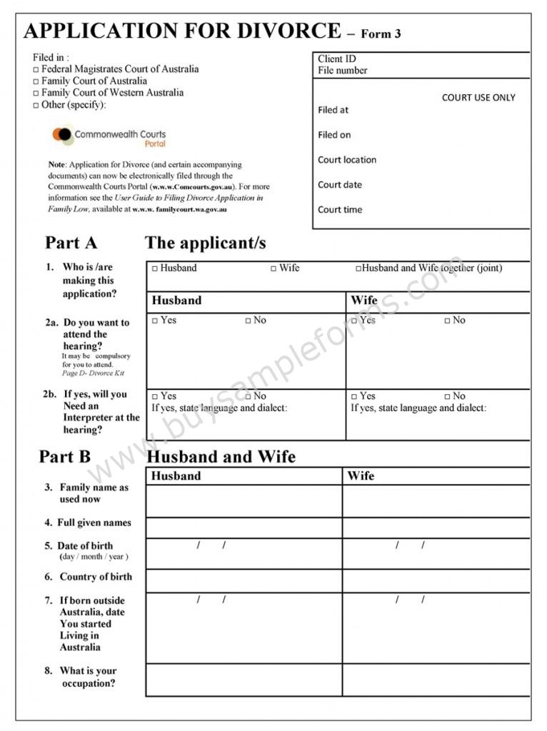 Divorce Form Template - Sample Forms