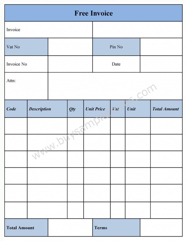 Free Invoice Form - Sample Forms