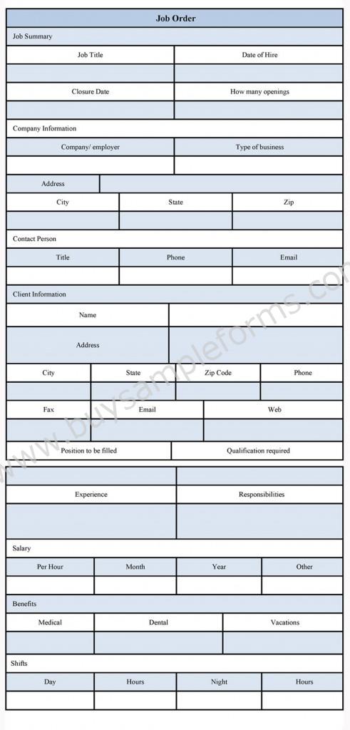 Job Order Form - Sample Forms