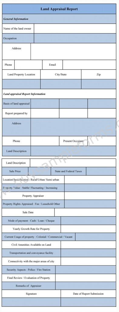 Land Appraisal Report Form - Sample Forms