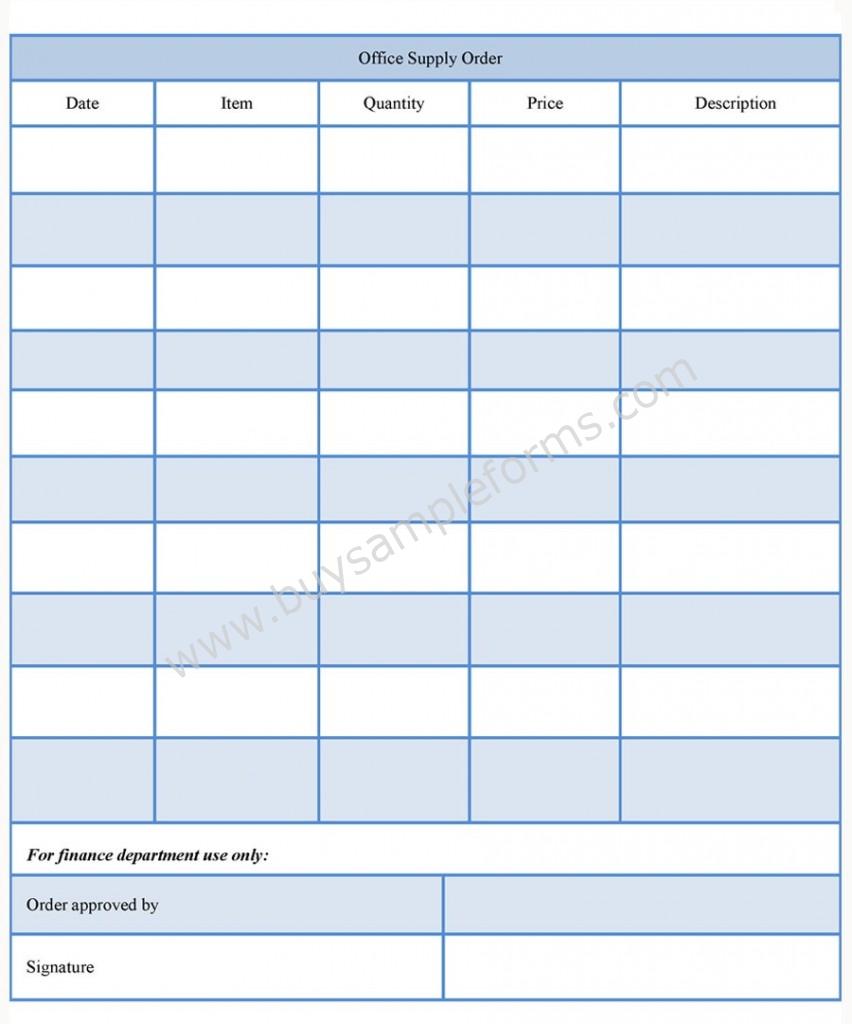 Office Supply Order Form - Sample Forms