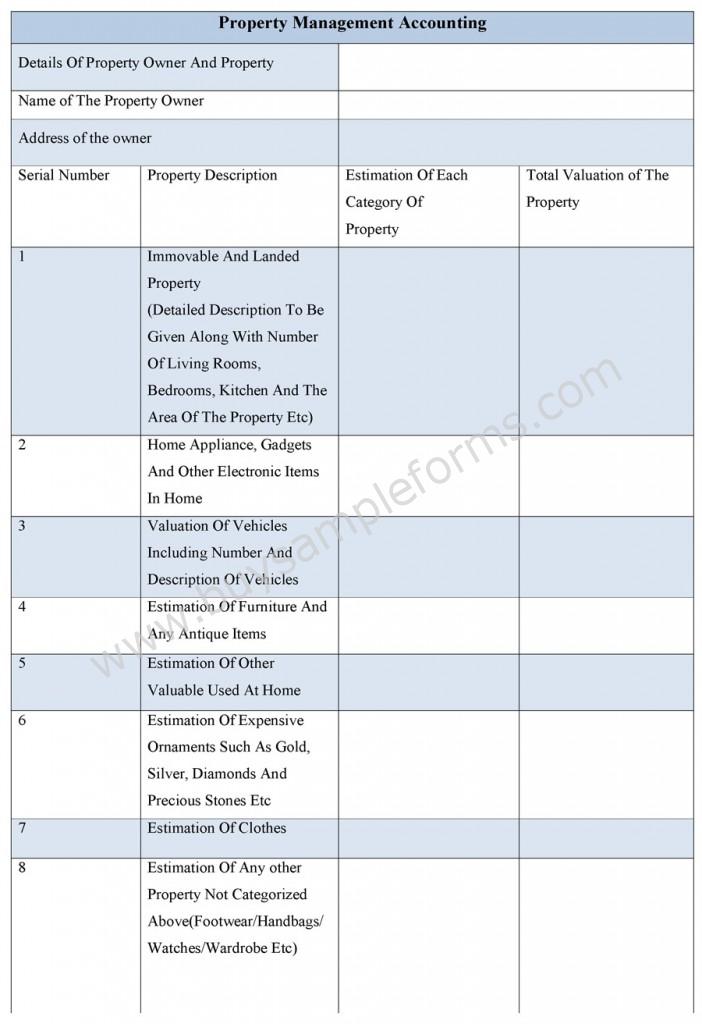 Property Management Accounting Form Property Management Accounting Form