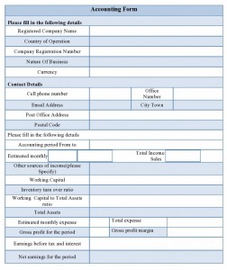 Sample Accounting Form and Templates | Examples | Word