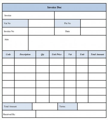 Sample Invoice Doc - Sample Forms