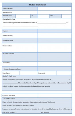 Student Examination Form - Sample Forms