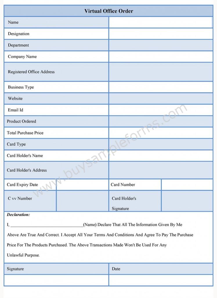 Virtual Office Order Form - Sample Forms