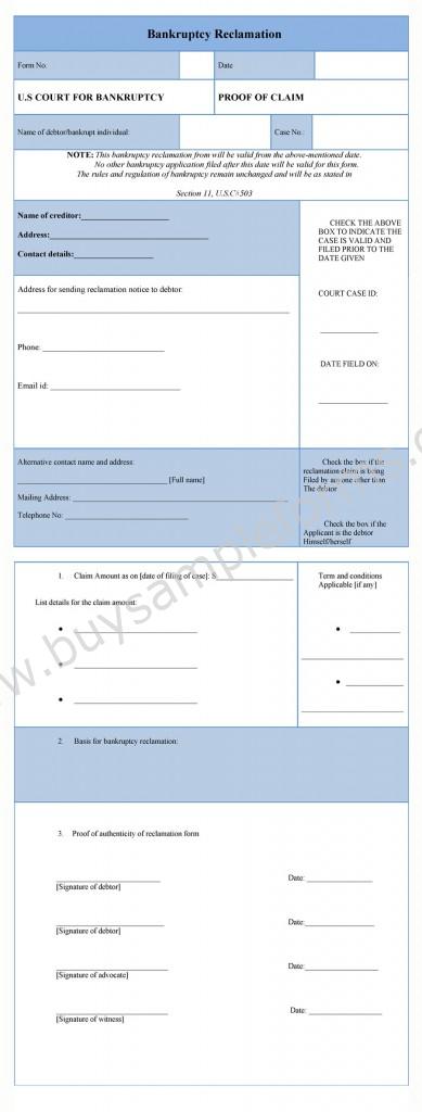 Bankruptcy Reclamation Form - Sample Forms