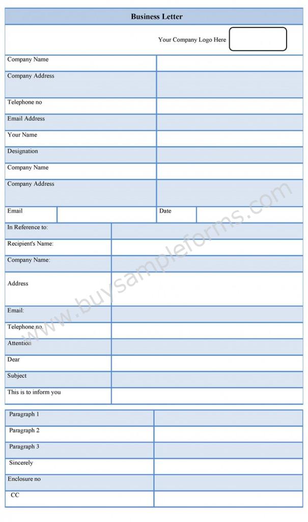 Business Letter Form - Sample Forms