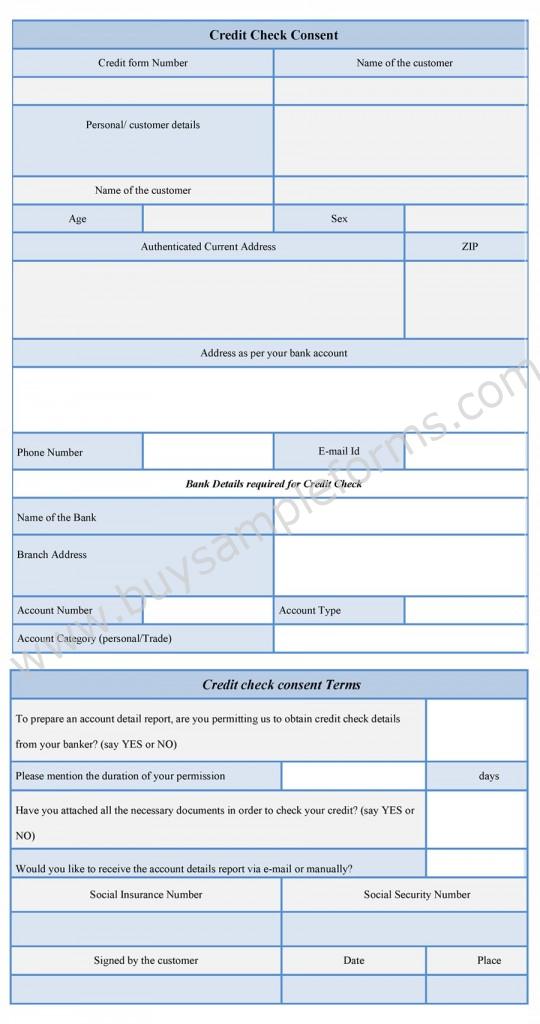 Credit Check Consent Form - Sample Forms