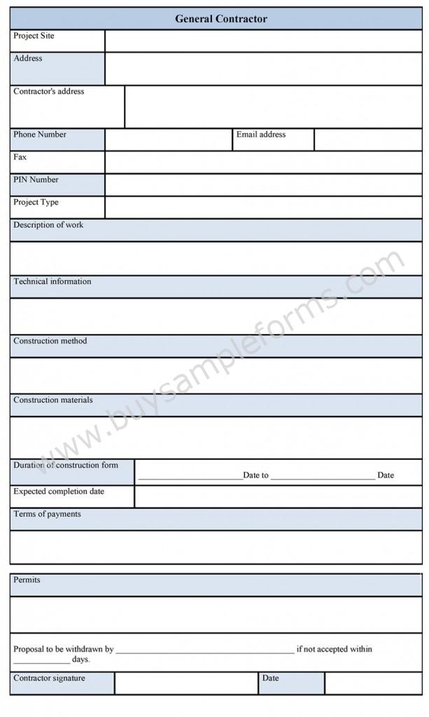 General Contractor Forms - Sample Forms General Contractor Forms - Sample Forms