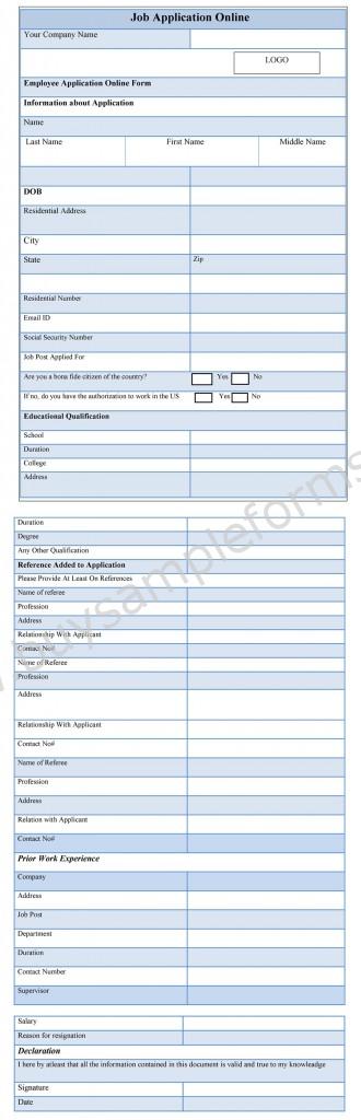 Job Application Online Form - Sample Forms