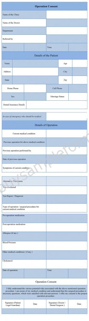 Operation Consent Form - Sample Forms