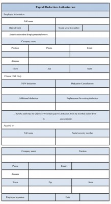 Payroll Deduction Authorization Form | Sample Forms