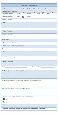 Resident Complaint Form Template Download Printable Word