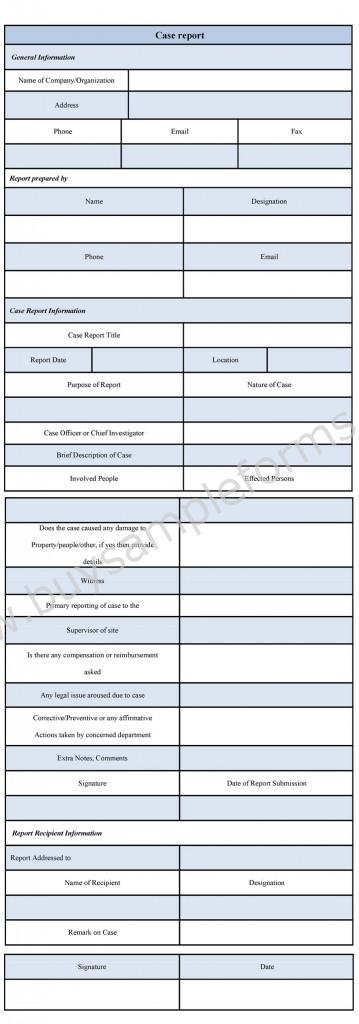 Case Report Form - Sample Forms