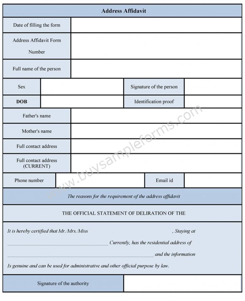 Address Affidavit Form - Sample Forms