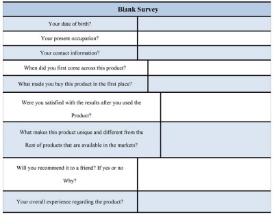Blank Survey Form - Sample Forms