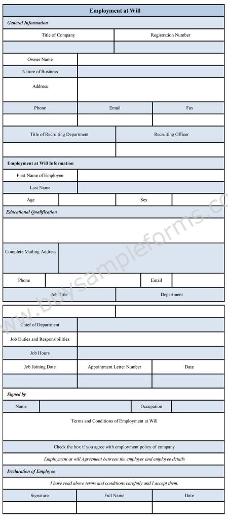 Employment At Will Form - Sample Forms