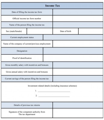 Income Tax Form - Sample Forms