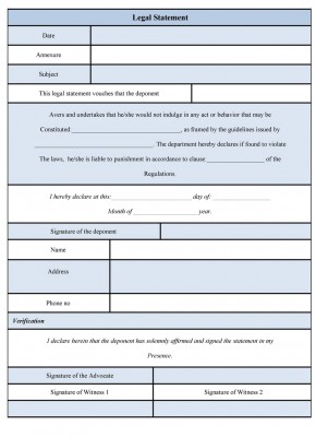 Legal Statement Form - Sample Forms