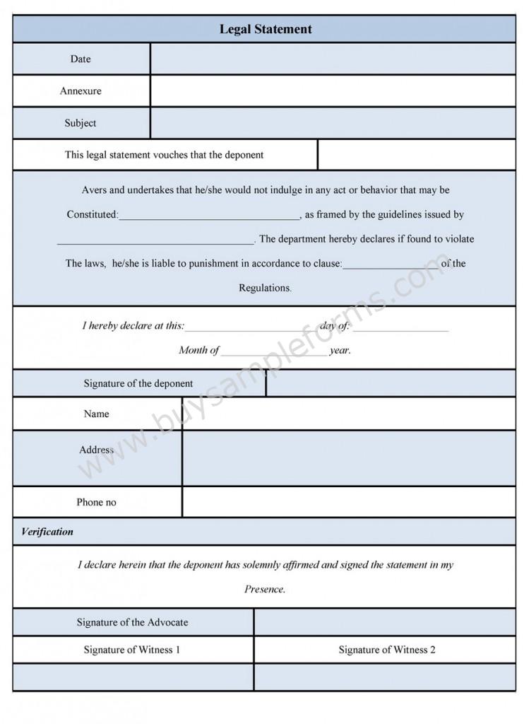 Legal Statement Form - Sample Forms