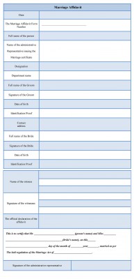 Marriage Affidavit Form - Buy Sample Forms and Template