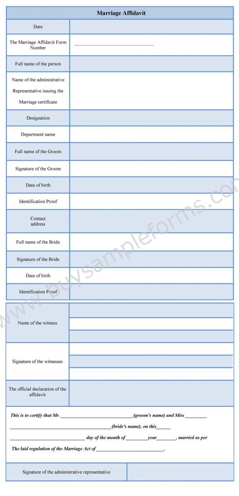 Marriage Affidavit Form - Sample Forms