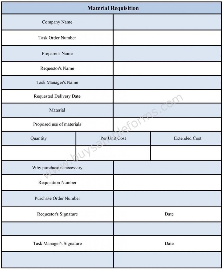 Material Requisition Form - Sample Forms