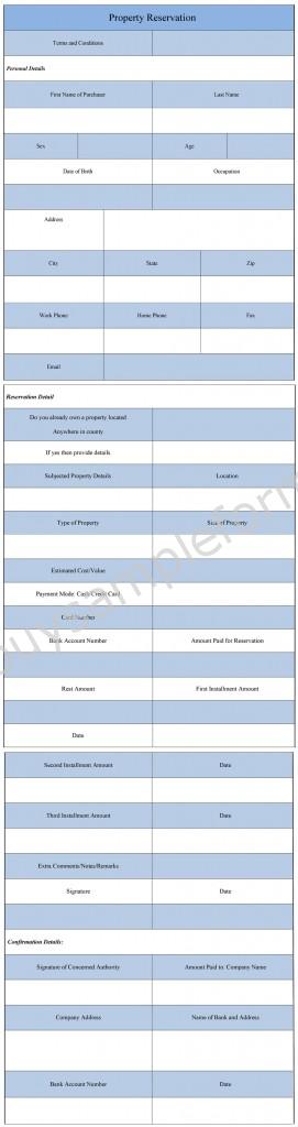 Property Reservation Form - Sample Forms