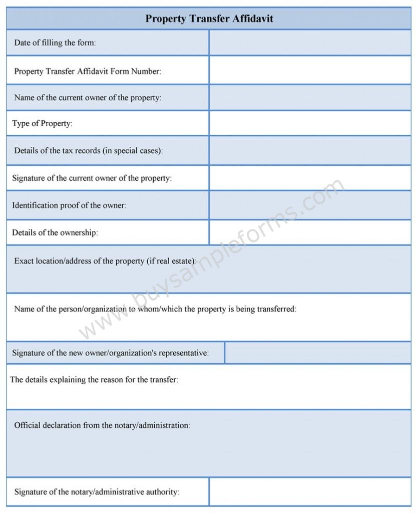 Property Transfer Affidavit Form - Sample Forms