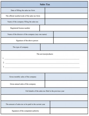 Sales Tax Form - Sample Forms
