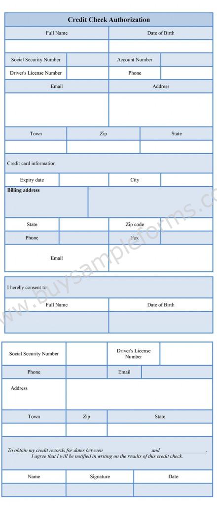 Credit Check Authorization Form - Sample Forms