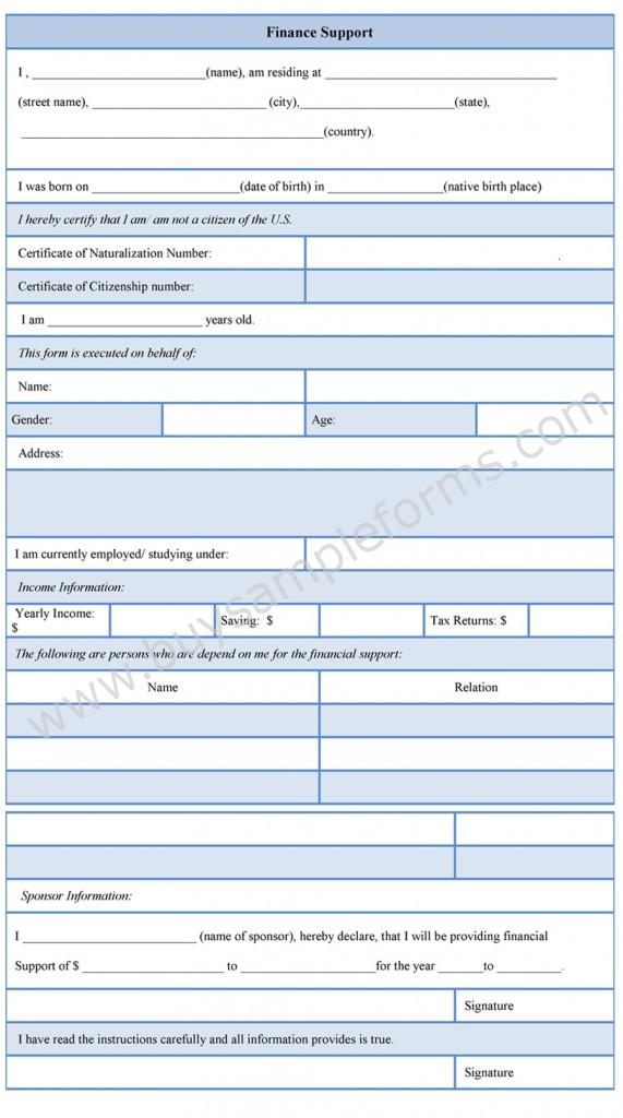Financial Support Form - Sample Forms