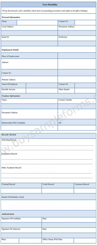 Free Disability Form | Printable Disability Forms