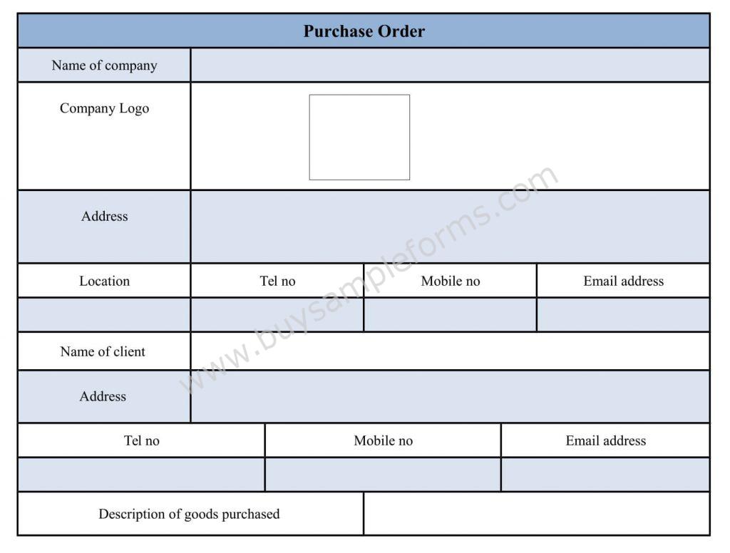 Purchase Form Template in Word Documents - Sample Forms