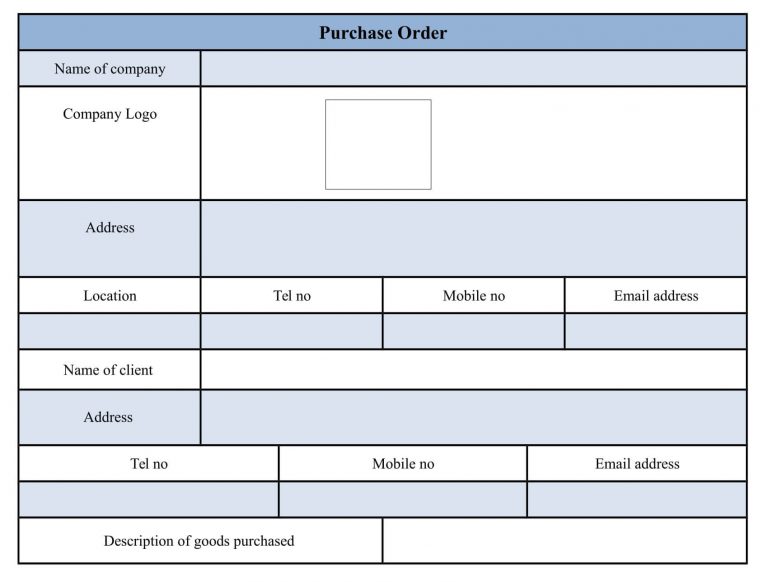 Purchase Form Template in Word Documents - Sample Forms