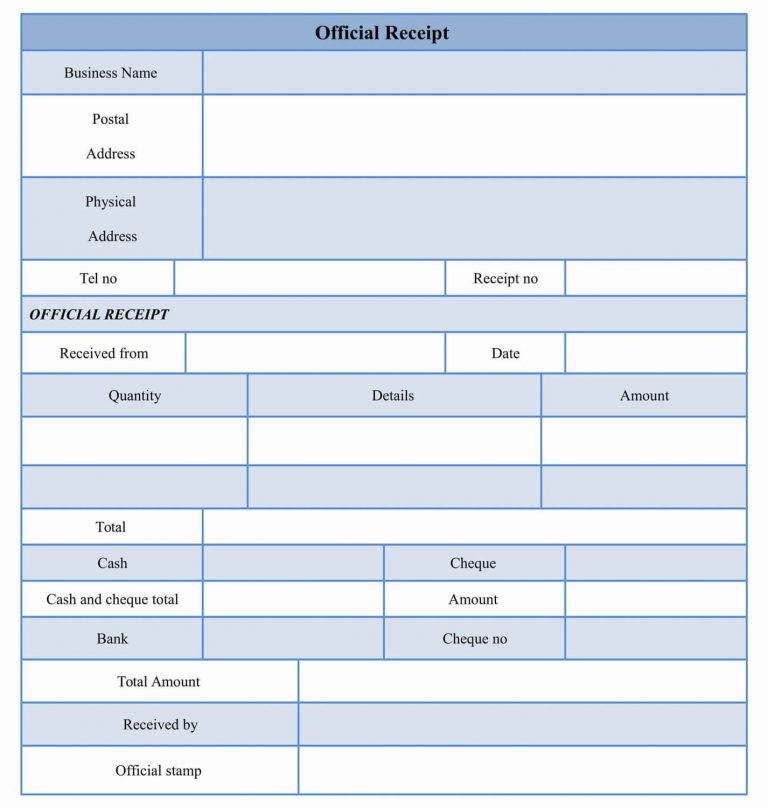 Official Receipt Form Template Word | Buy Sample Forms Online