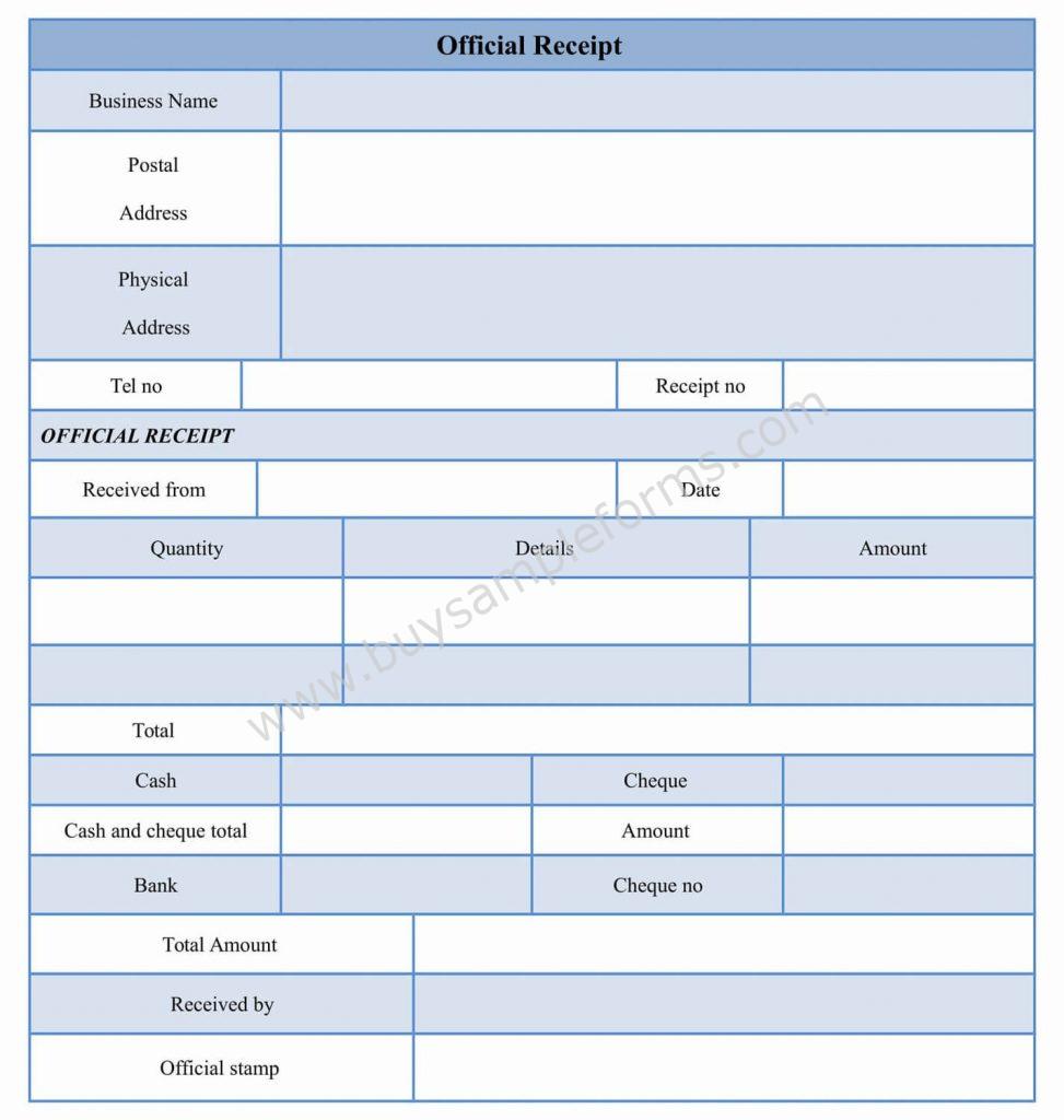 Official Receipt Form Template Word | Buy Sample Forms Online