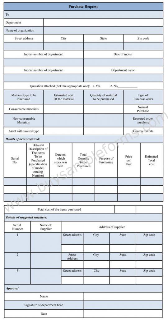 Purchase Request Form | Sample Purchase Request Form | Sample Forms