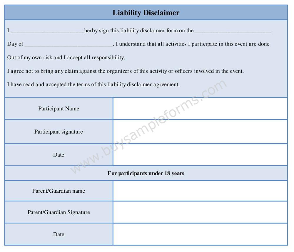 Download Liability Disclaimer Form Template In Word Document Sample Forms