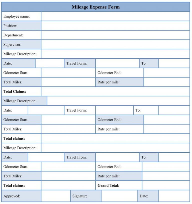 Mileage Expense Form Template Word - Expense Reimbursement Form