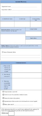 Sample Account Recovery Form Template in Word Format